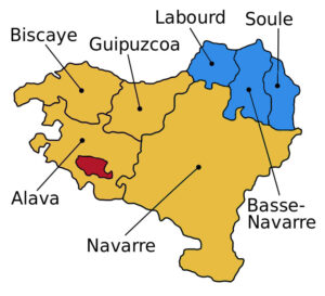 Carte du Pays basque espagnol : 4 provinces - Biscaye, Navarre, Alava ...